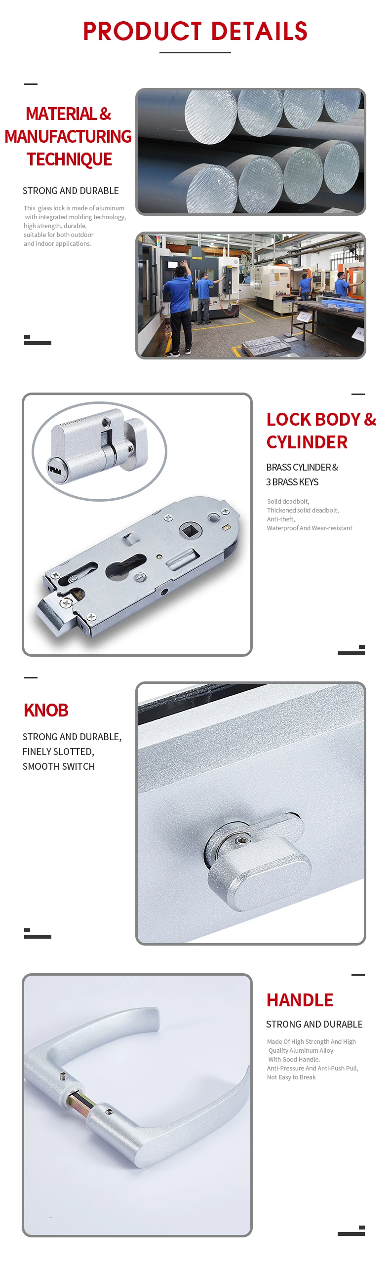 Frameless Glass Door Locks For Office Partition Modern Style Aluminum ...