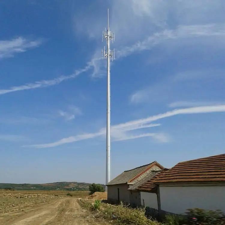 30m Pipe Telecommunication Wifi Antenna Tower Galvanized Single Tube ...