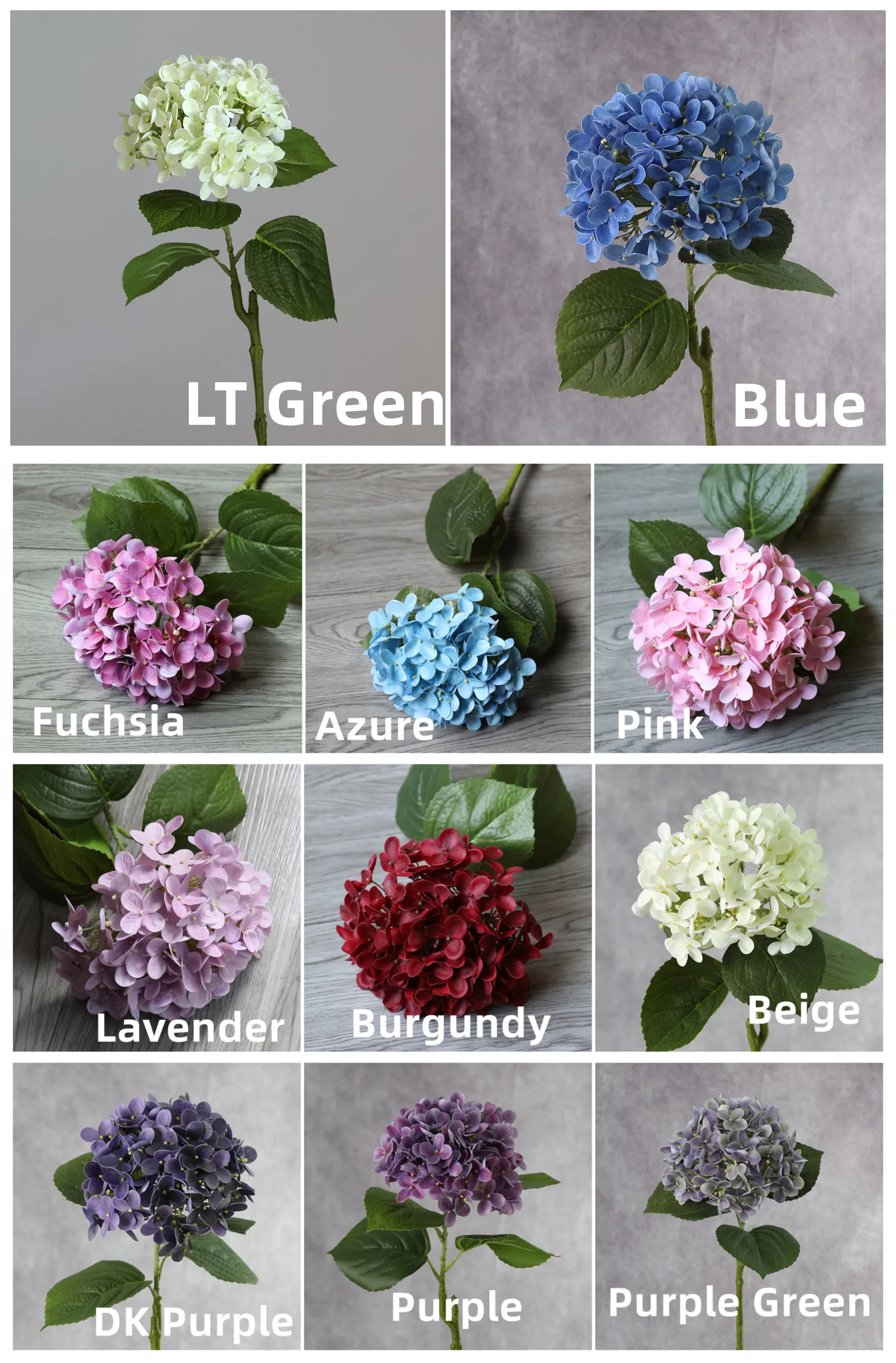 French Hydrangea 62cm Artificial Latex Hydrangea with Small Berries ...