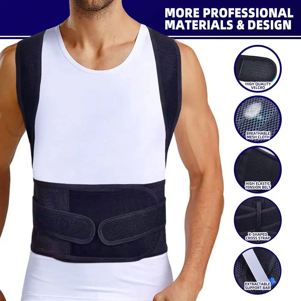 Back Brace Posture Corrector Adjustable Shoulder Straightener Lumbar ...