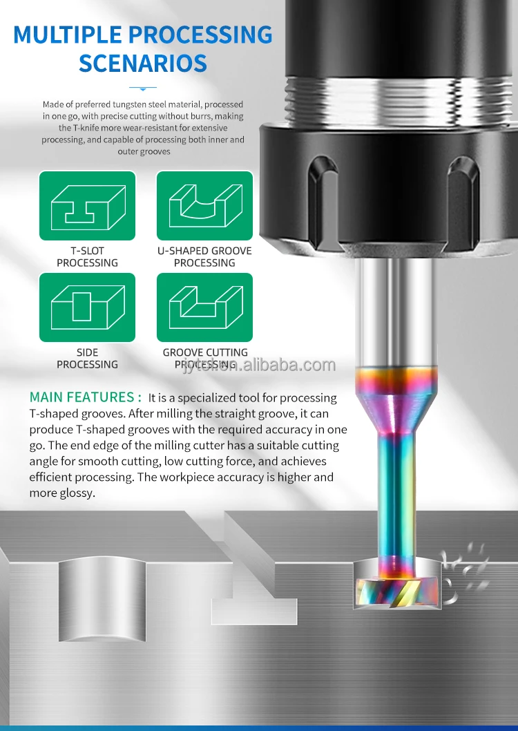 Milling Cutter Solid Carbide Titanium Coated 4 Flutes T-milling Cutter ...
