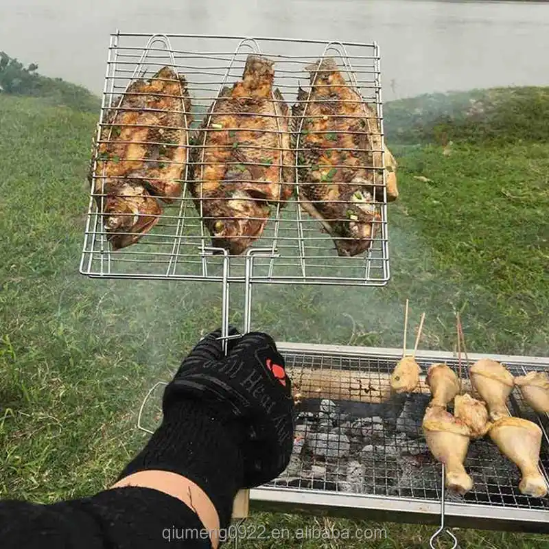 Handle Barbecue Tool Bbq Fish Grill Net Barbecue Grilling Fish Rack Non ...