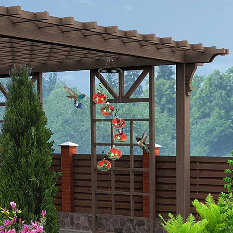 Balcony Charming Wind Chimes Hummingbird Feeder Drinker Bird Feeder ...