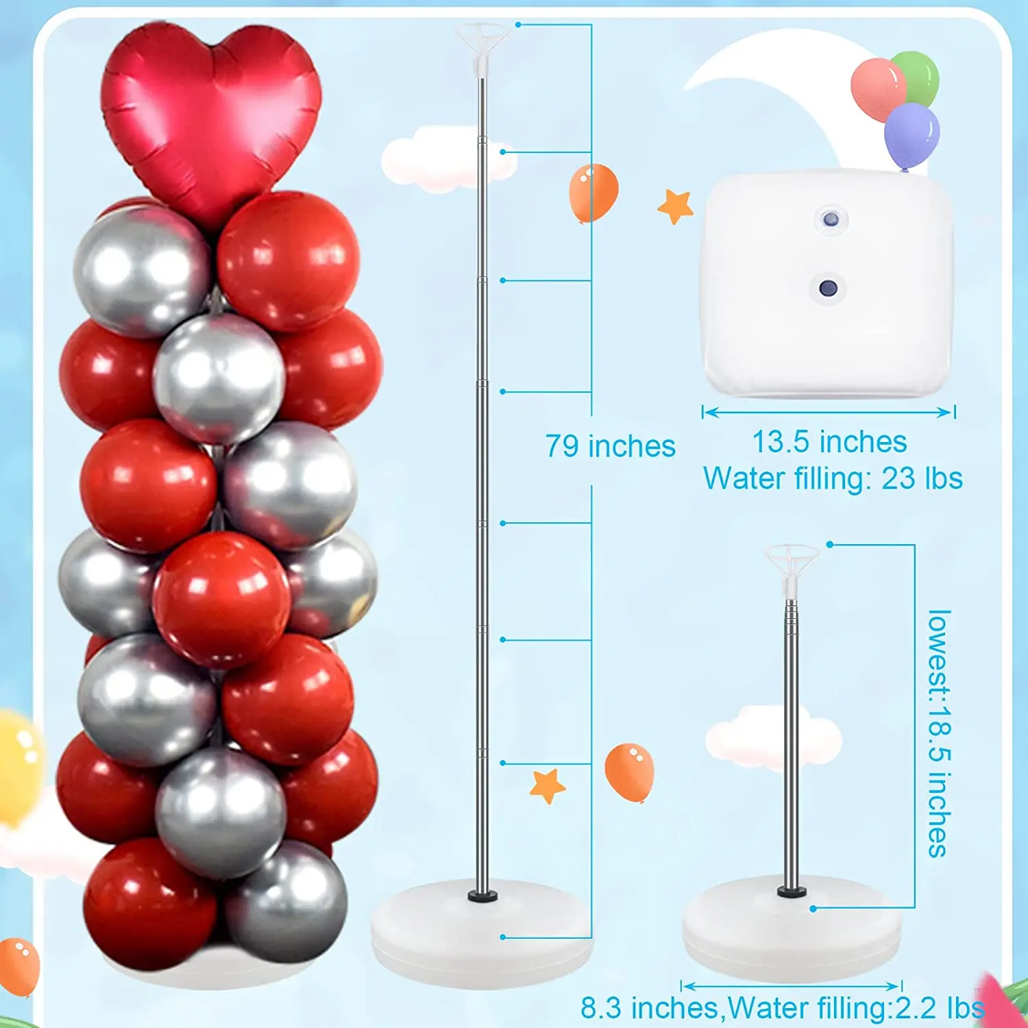 Adjustable Balloon Telescopic Rod Balloon Holder Wedding Birthday Party ...