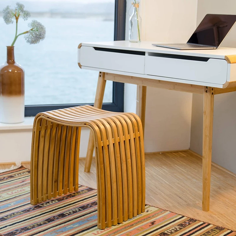 Elegant Bamboo Shower Bench - Scandinavian Design Stool