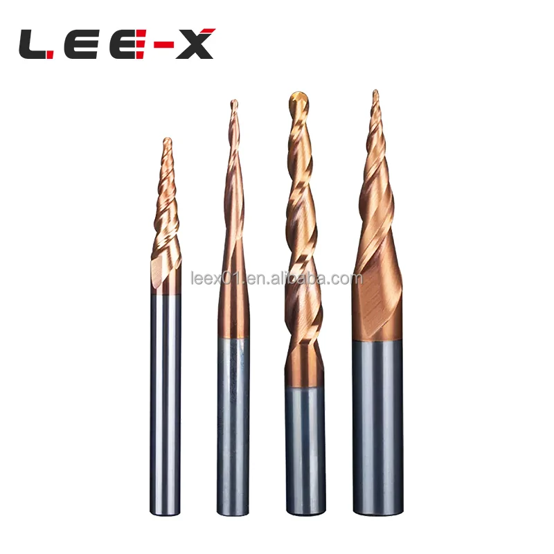 LEE-X Taper Ball Nose End Mill 4mm 50mm Tapered Ball Nose End Mills for ...