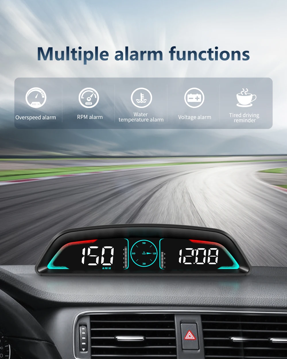 Universal OBD2 Meter Speedometer Head up Display Muti-function Gauge B3 ...