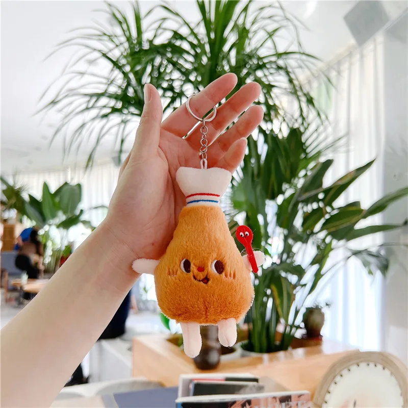 Kawaii Food Keychain Bread Hamburger Hot Dog French Fries Plush Doll ...
