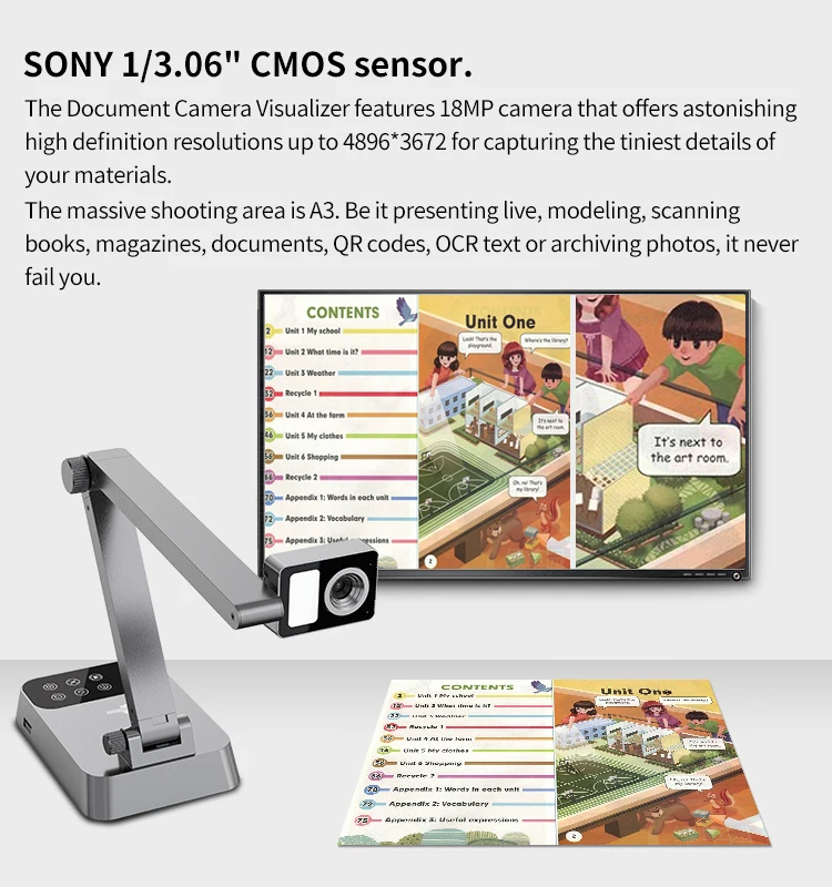 18mp Usb Portable Visualizer A3 Ocr Visualizer Document Camera ...