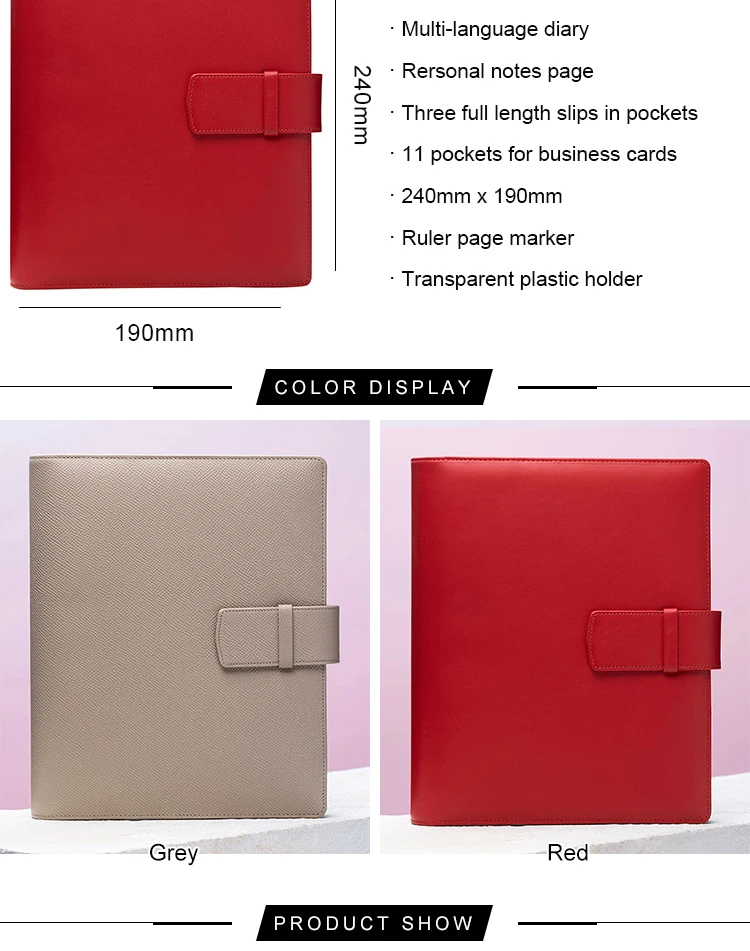 Custom Luxury PU Leather A5 Notebook Binder - 6 Ring