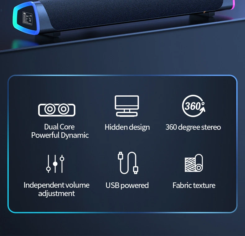 Usb Pc Speakers With Colorful Rgb Lights Surround Sound Portable ...