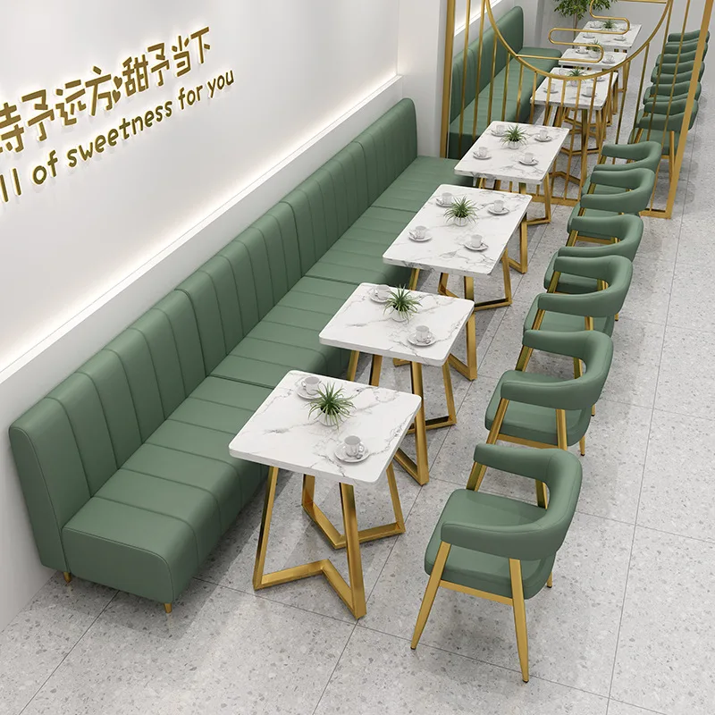 Restaurant Bar Dining Table and Chair Set, Booth Seating Marble Small ...