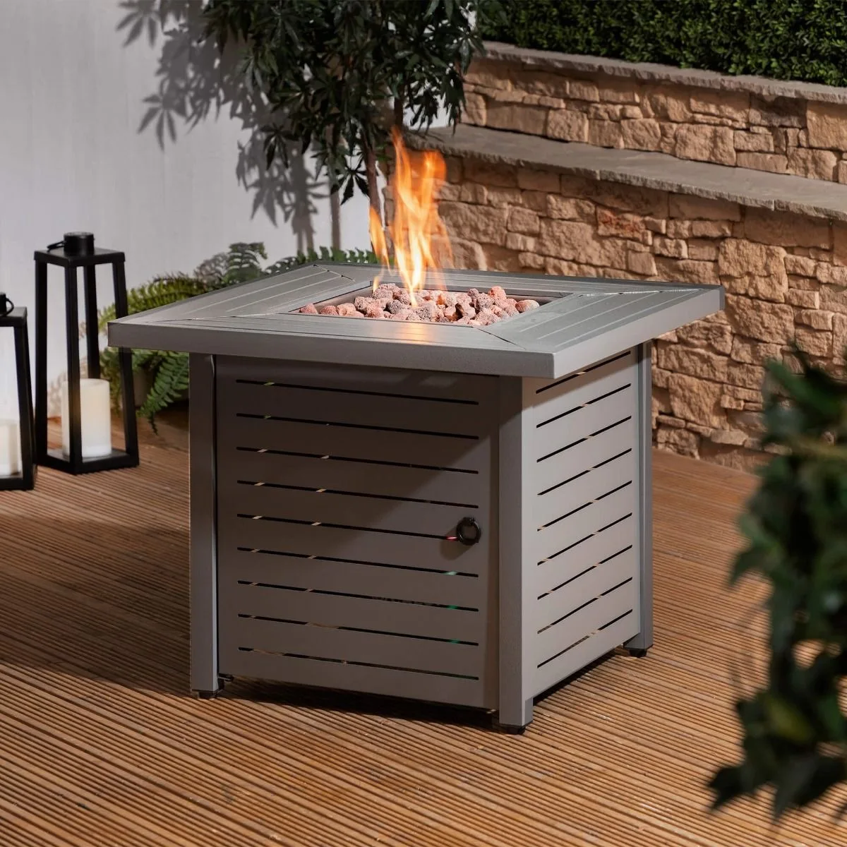 Garden Brick Textured Tiles Safetygas Propane Butane Fire Pit Table ...