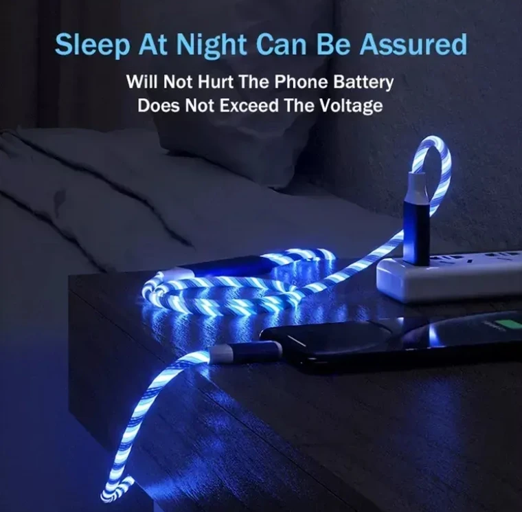 Wholesale Colorful Led Light Visible Glowing USB Type c Flow Glowing ...