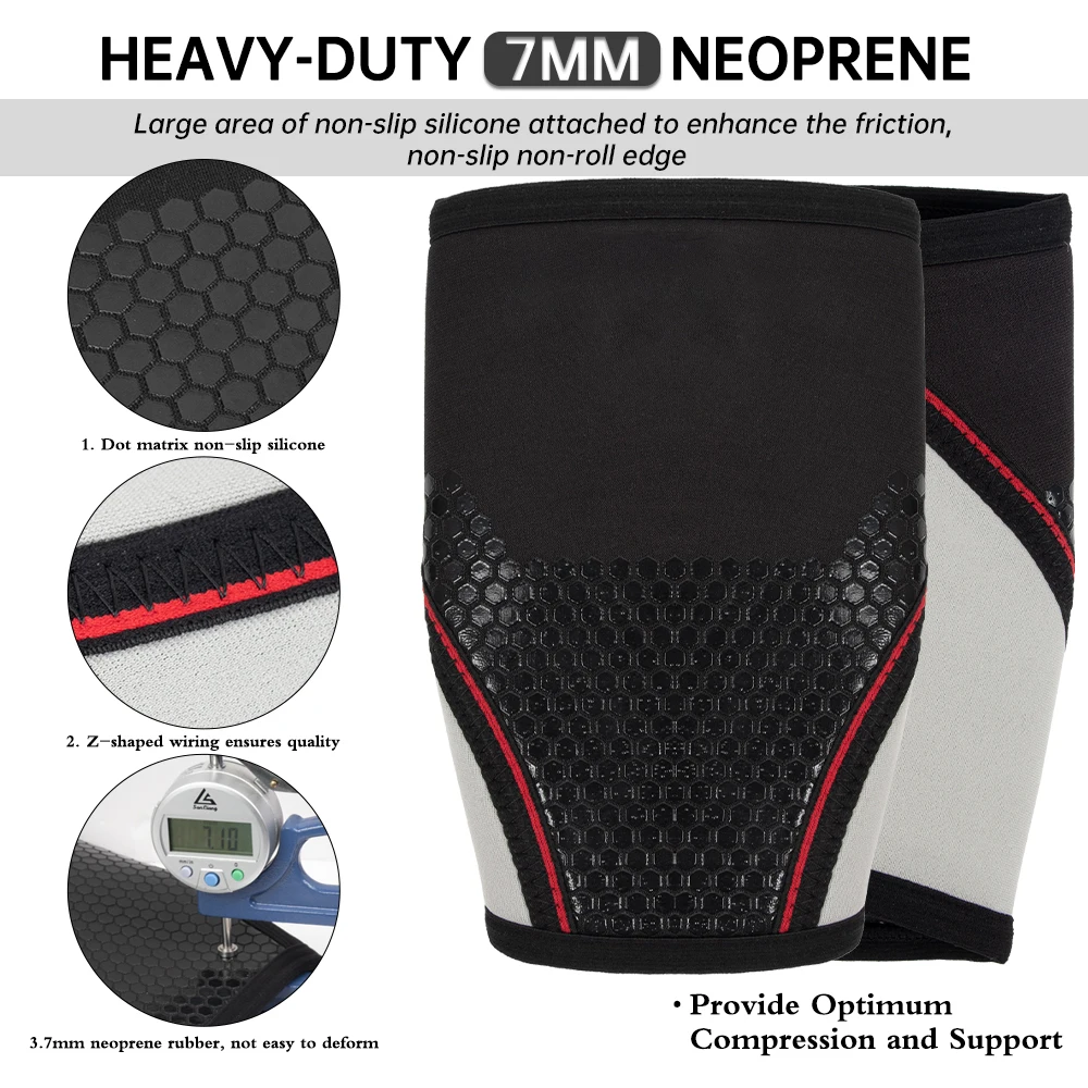 Mkas Heavy Duty 7mm Neoprene Non-slip Weightlifting Knee Pads Sleeve ...