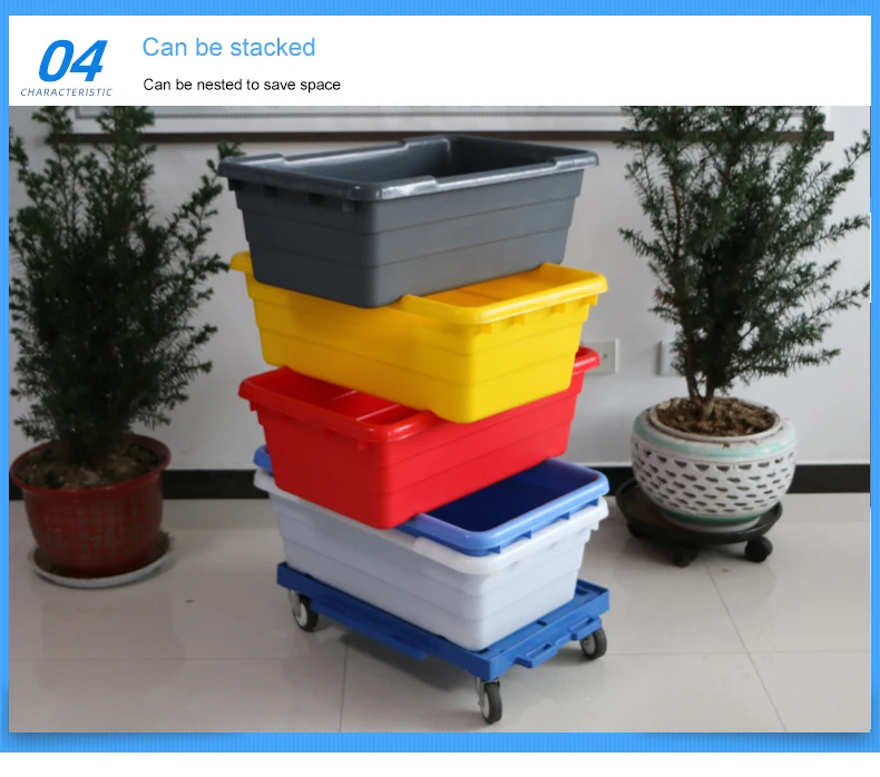 Stacking Nesting Food Containers / Meat Lugs with Wheeled Dolly ...