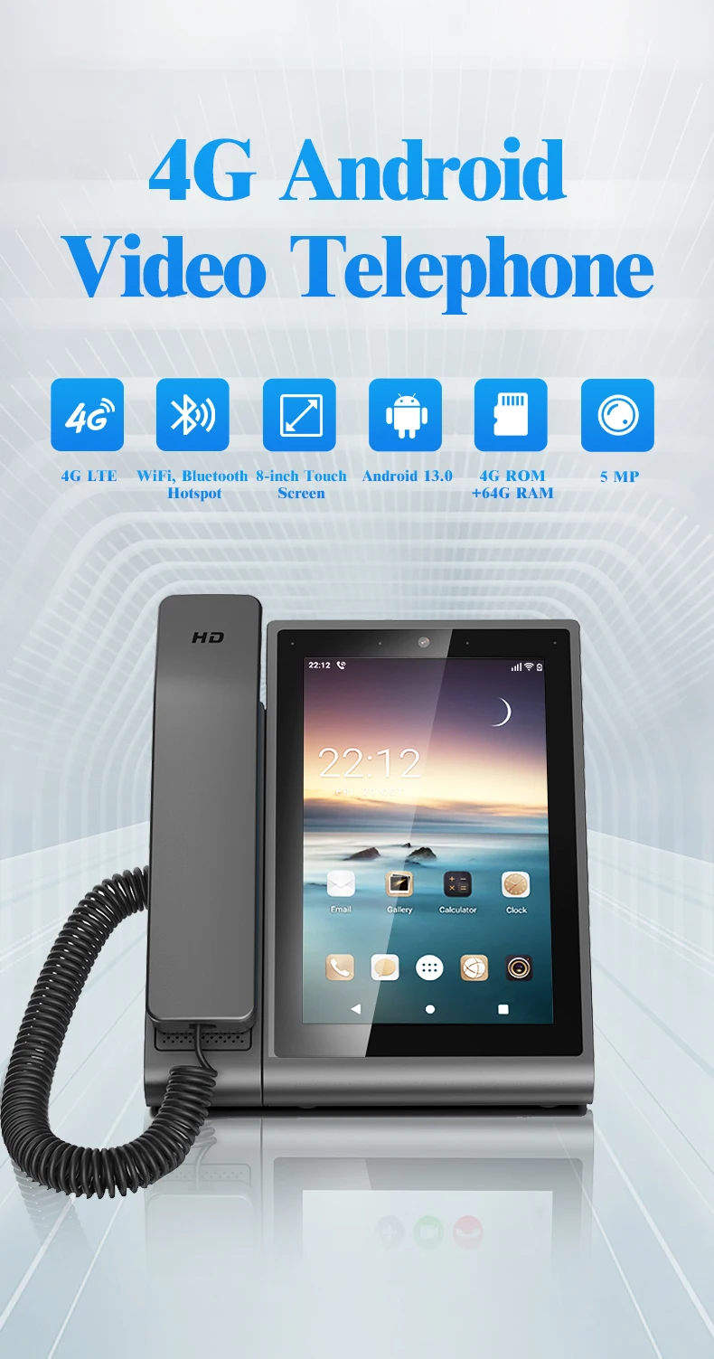 WiFi 8-inch Large Screen BT Fixed Wireless Phone HD Camera Call Desktop ...