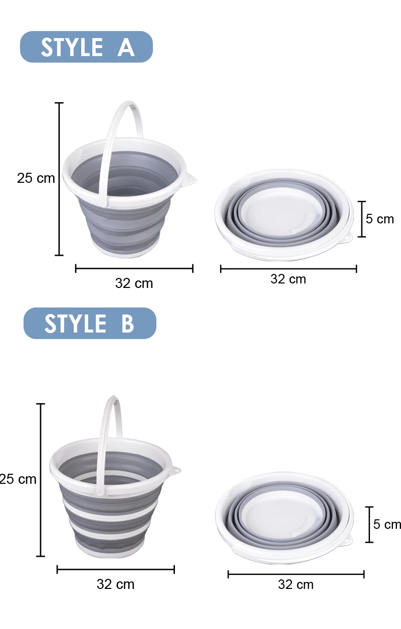 Household 10l Foldable Cleaning Washing Round Collapsible Folding Water ...