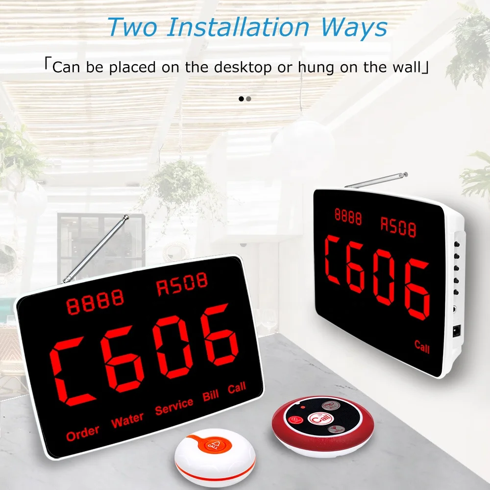 Wireless Guest Table Buzzer Screen Display Call Button Waiter Calling ...