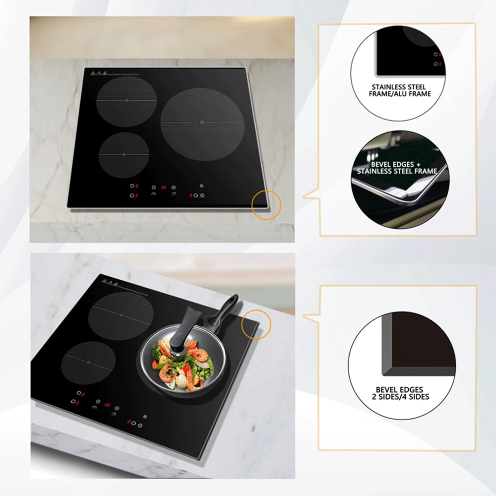 6500w 3 Burners Built-in Induction Cooker Heating Zones Touch Control 2 ...