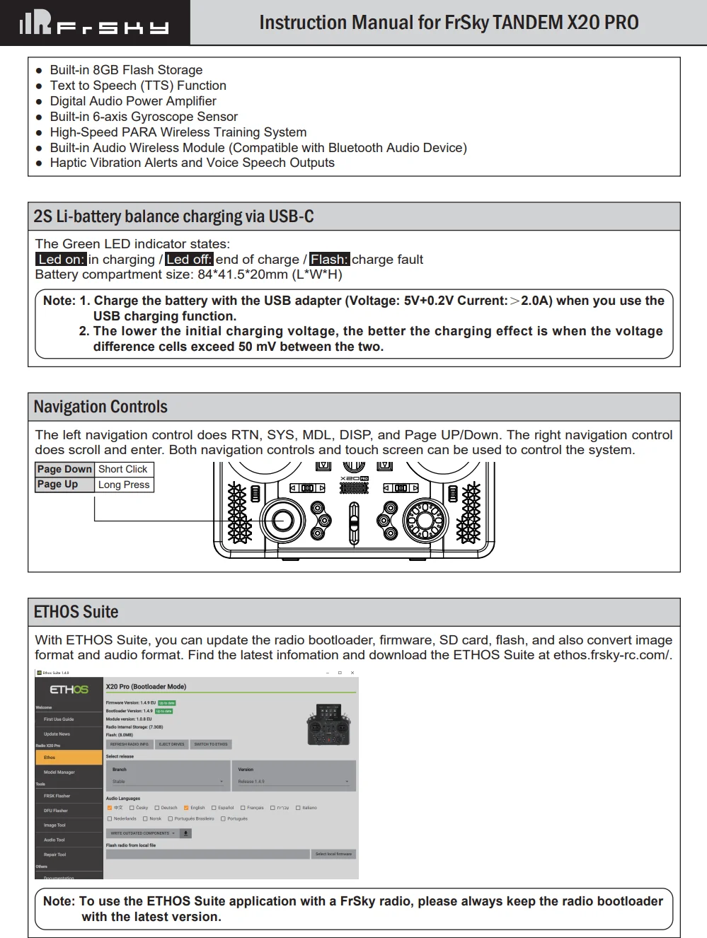 Frsky Ethos Tandem X20 Pro Combo - Low-Latency Control