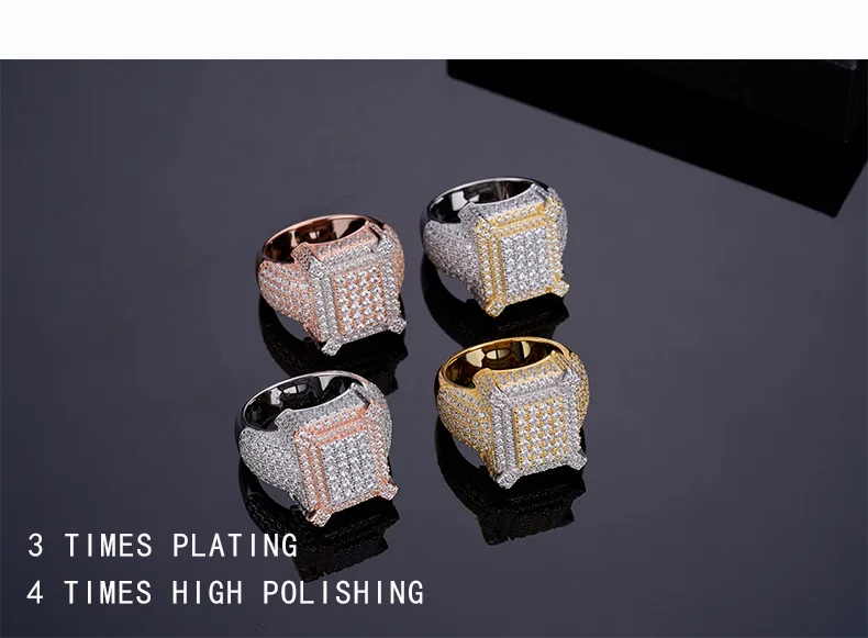 Brass Micro Pave Iced Out Cubic Zirconia Diamond Chunky Punky Rappers ...