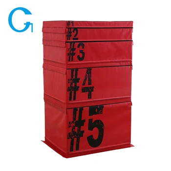 High Quality 3 Way Soft Plyometrics Jumping Boxes Set Red With Black ...