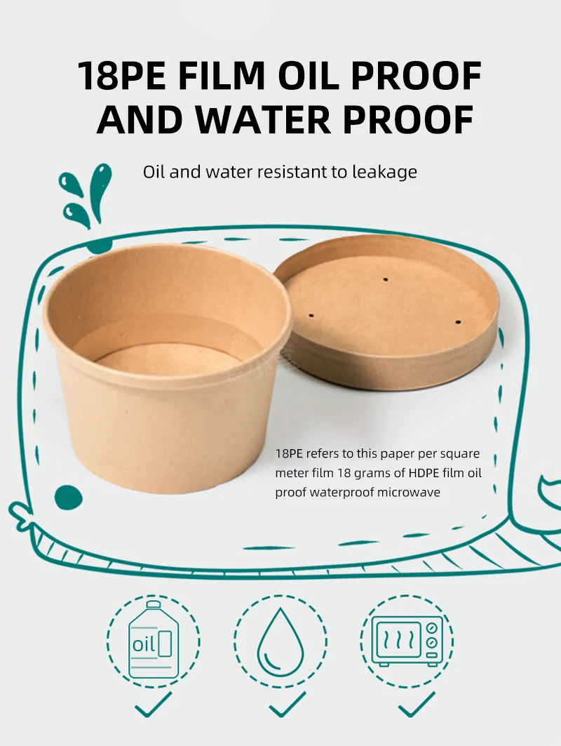 Custom Print Paper Lunch Bowl - 24oz Disposable Soup Bowls