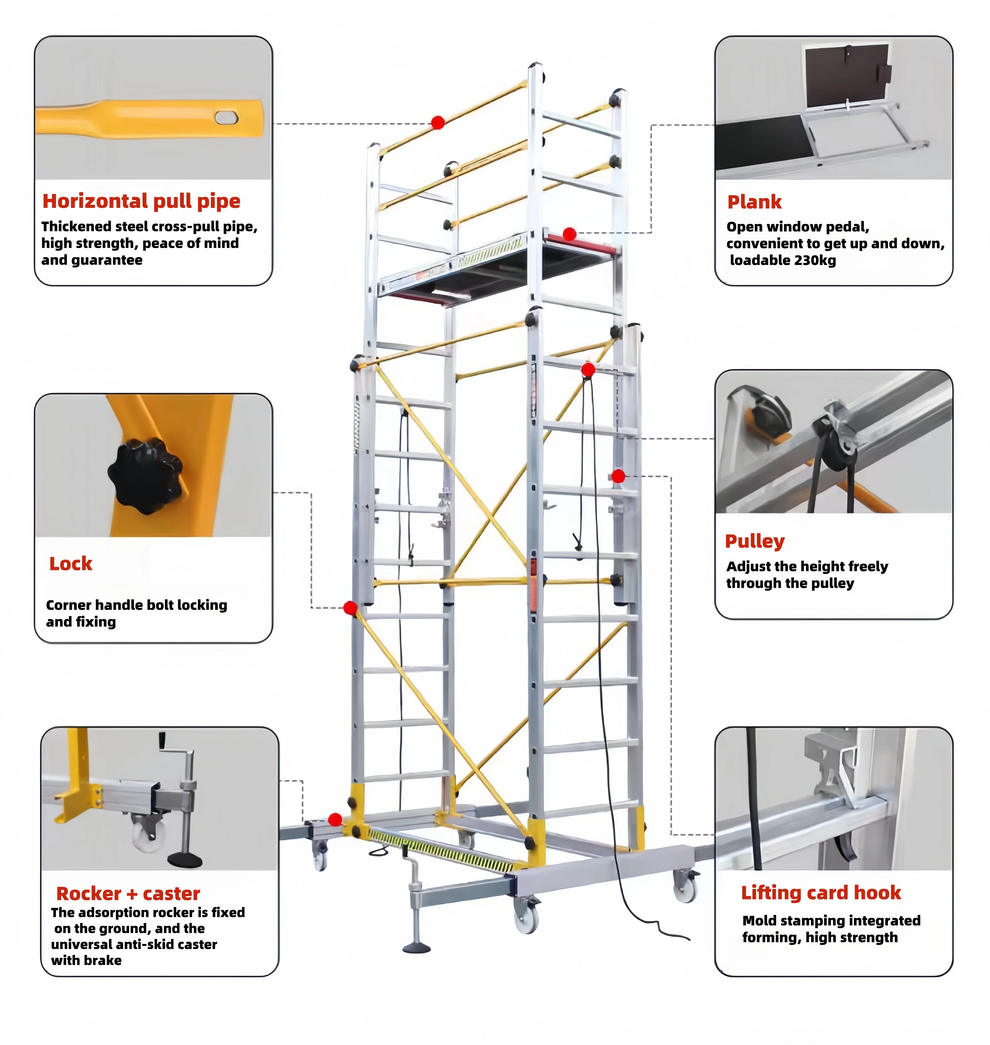 Aluminum Mobile Combination Ladder Scaffolding Multifunctional ...
