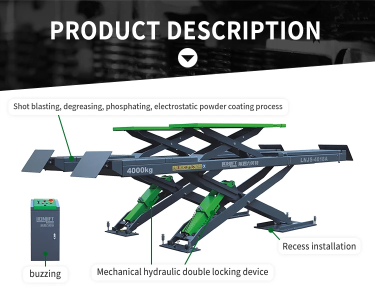 4 Ton Lifting Capacity Wheel Alignment Scissor Lift With Secondary Lift ...