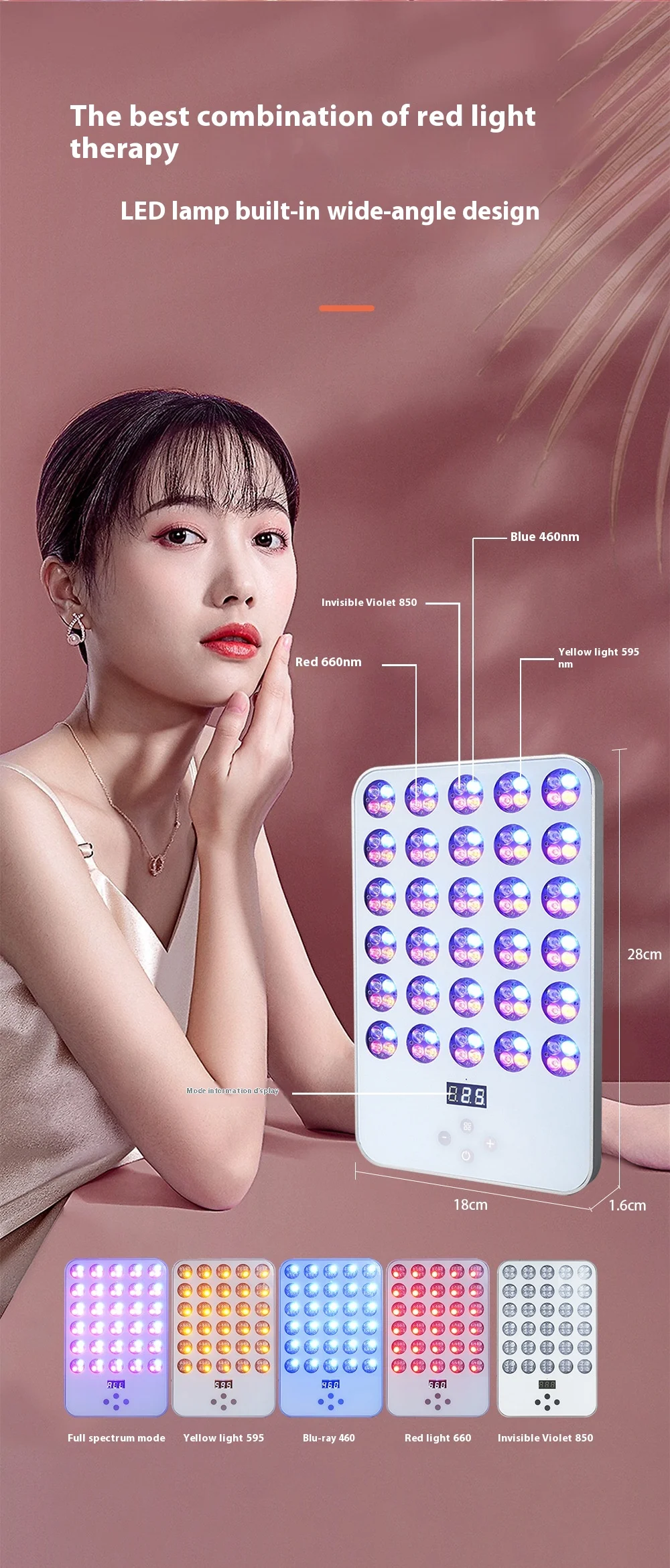 US Plug Full Body Pain Relief Desktop LED Red Light Therapy Panel 460nm ...