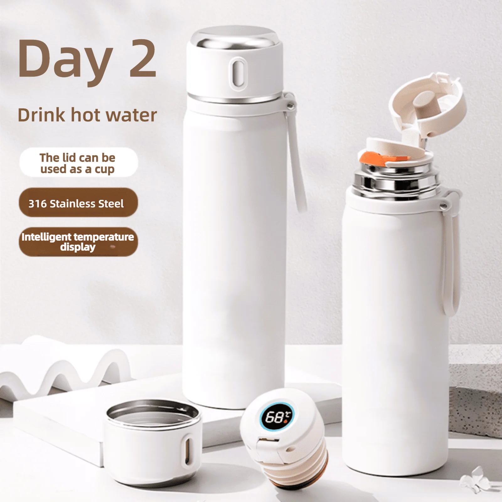 450ml Customized Cartoon Logo Smart Thermos Bottle Thermos Water Flask Led Digital Temperature ...