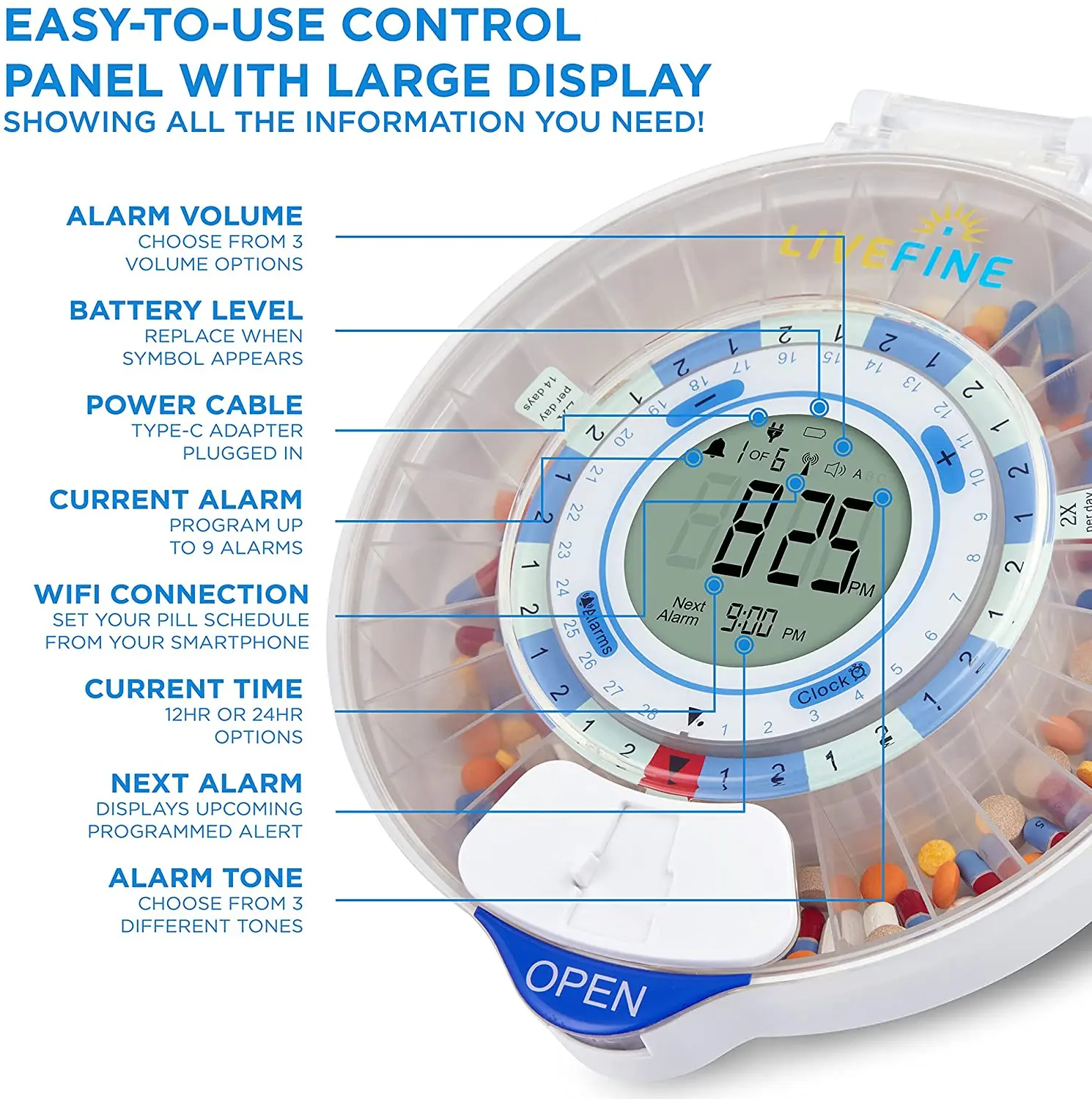 Smart Pill Box - Automatic 28 Day Delivery System with Alarm
