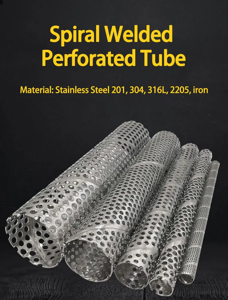 Perforated Metal Mesh Filter Tubes SS304 Sprial Perforated Metal Mesh ...