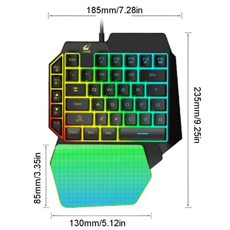 Left Hand Gaming Keyboard - 39 Mechanical Keys for PUBG