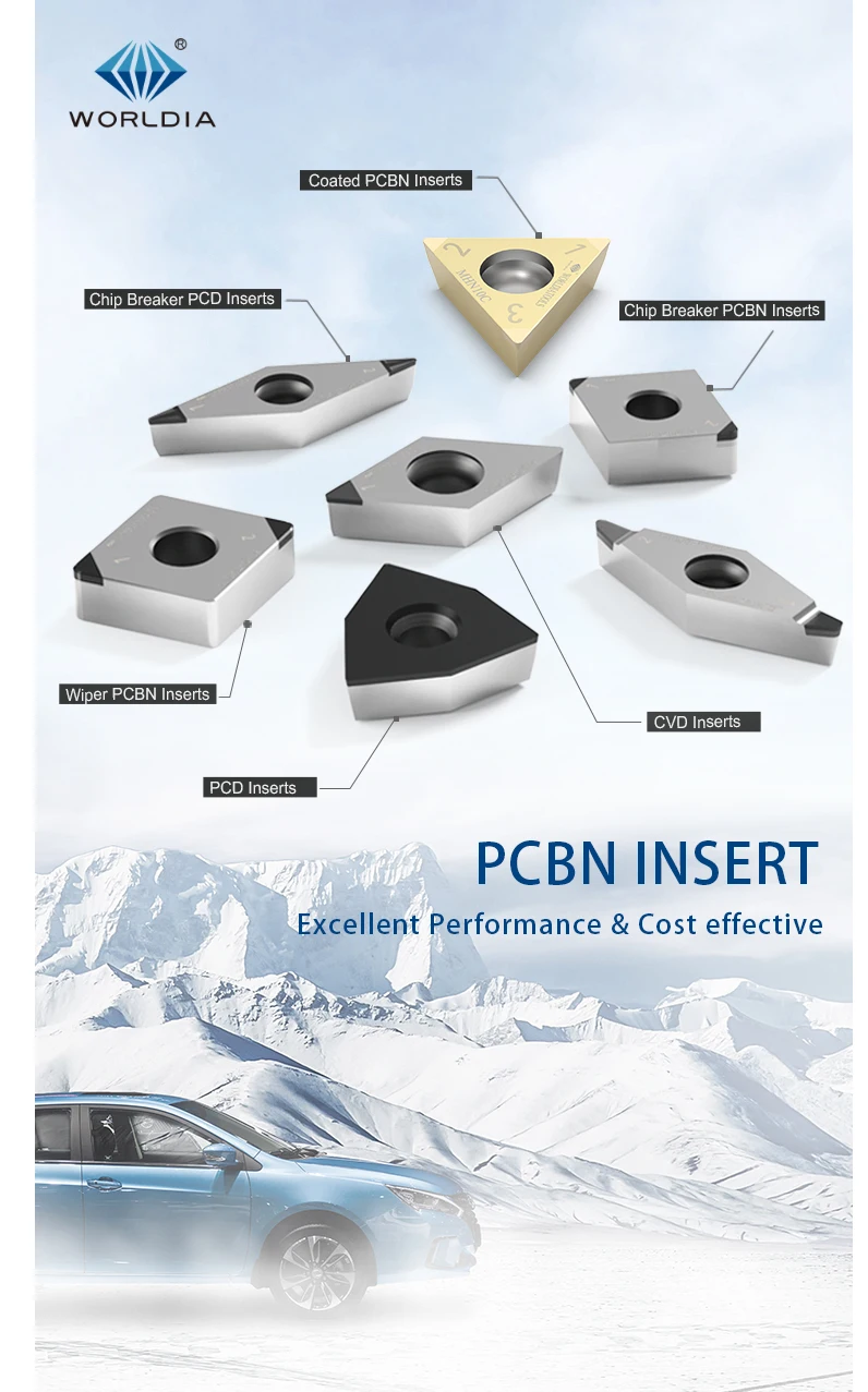 WORLDIA PCBN Inserts/ PCD Inserts Carbide Turning Tools for High Effective Cutting of Hardened ...