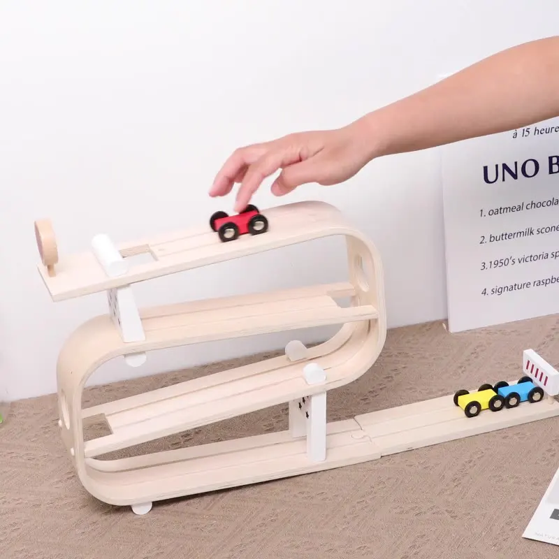 Wooden Ramp Racer Car Race Track Wooden Toys Car Ramp Race Set For ...