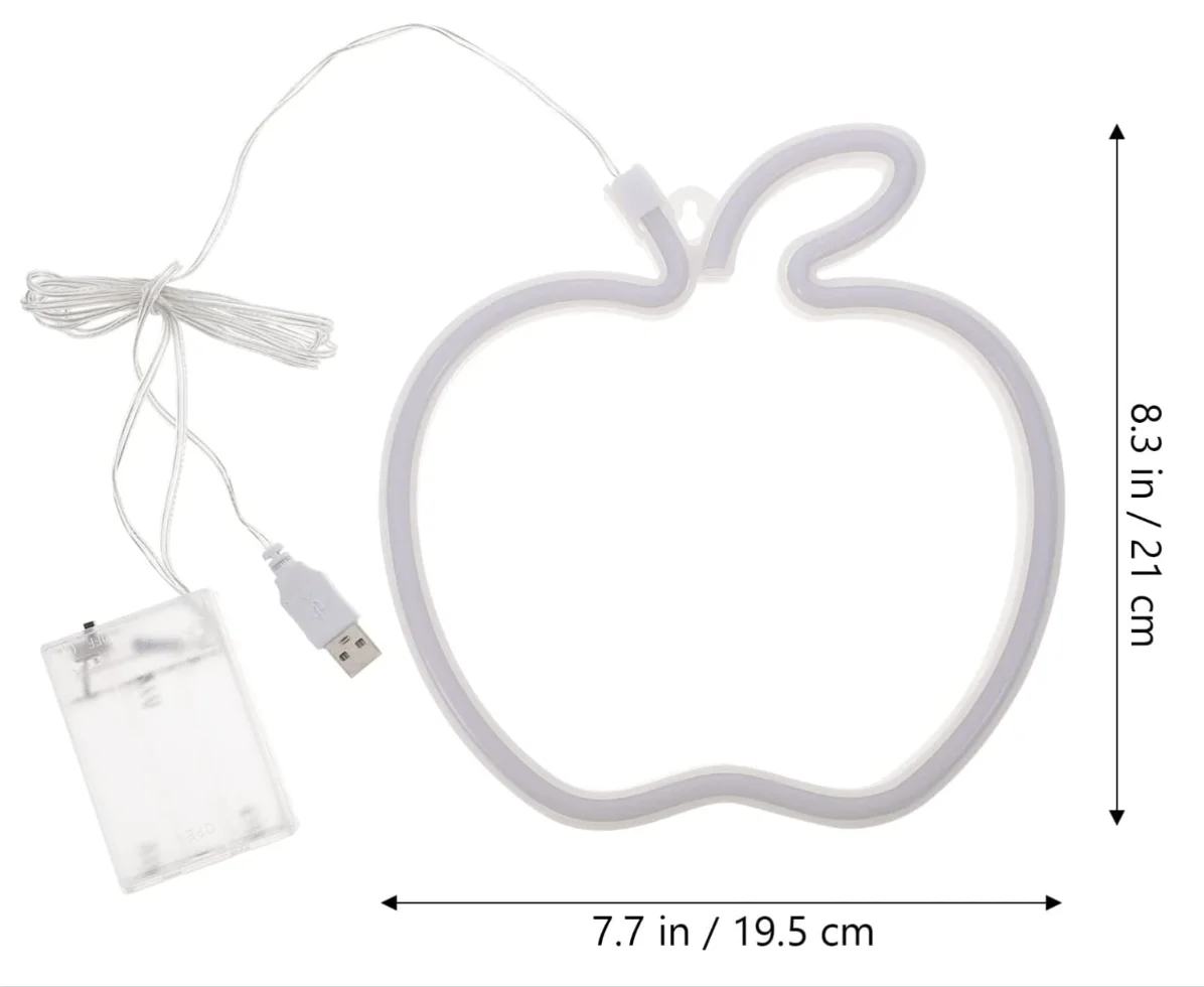 Fruit Hanging USB/Battery Operated Night Lamp Led Apple Logo Neon Sign ...
