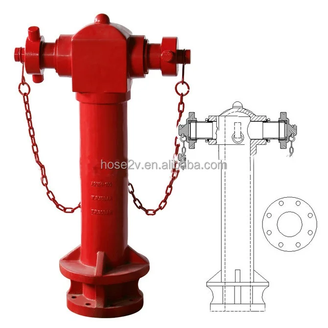2 Way Pillar Fire Hydrant Valve DN100 Ground 4inch Fire Hydrant Valve ...