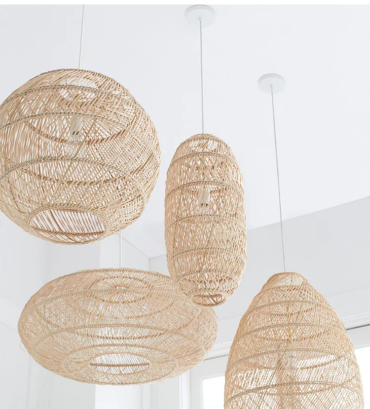 Custom Japanese Styles Living Room Hanging Lampshade Rattan Pendant ...