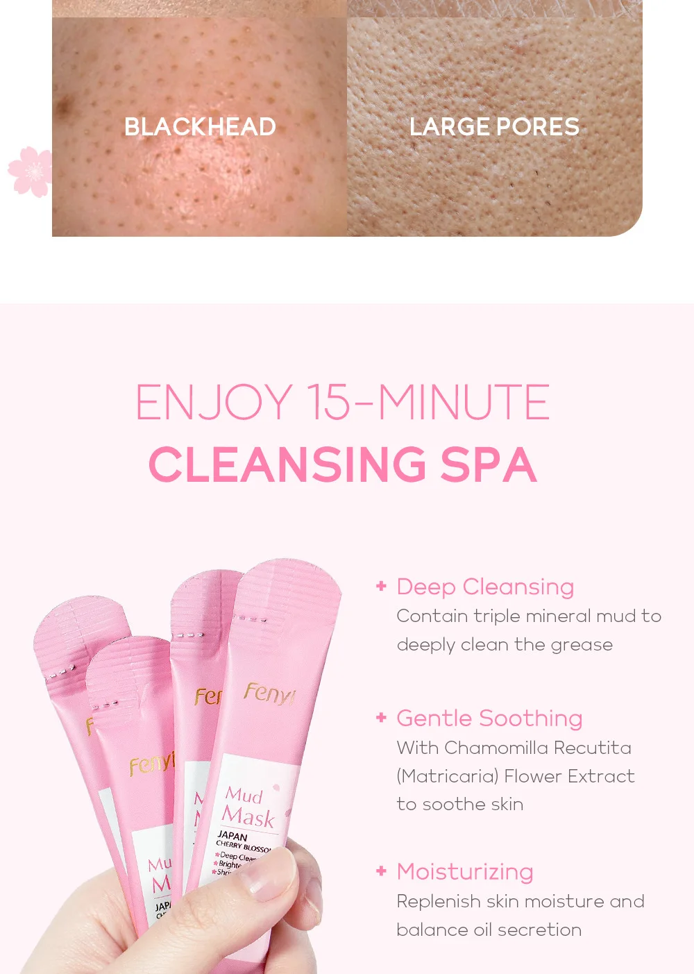 Custom 5g Sakura Mask Mud Facial Care Deep Cleansing Acne Blackhead ...