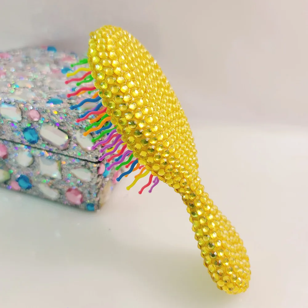 Pink Set Hairbrush Bedazzled Paddle Crystal Rhinestone Mini Wig Diamond ...
