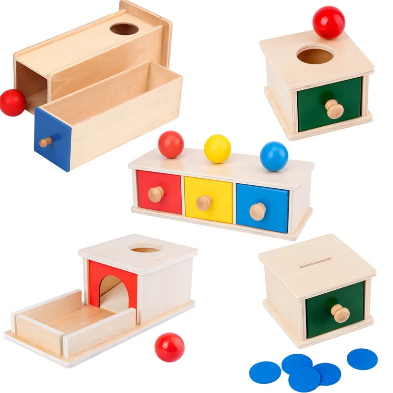 Kids Educational Training Toys Wooden Ball Drop Toy Coin Box ...