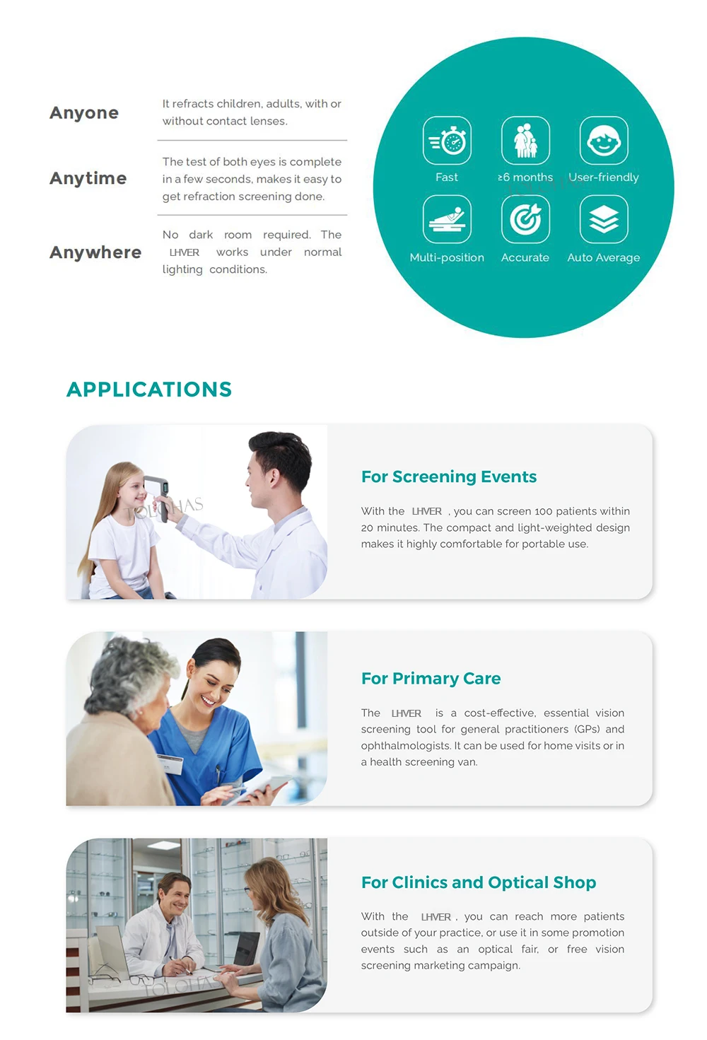 LHVER Portable Optometry Vision Screener - Handheld Refractometer