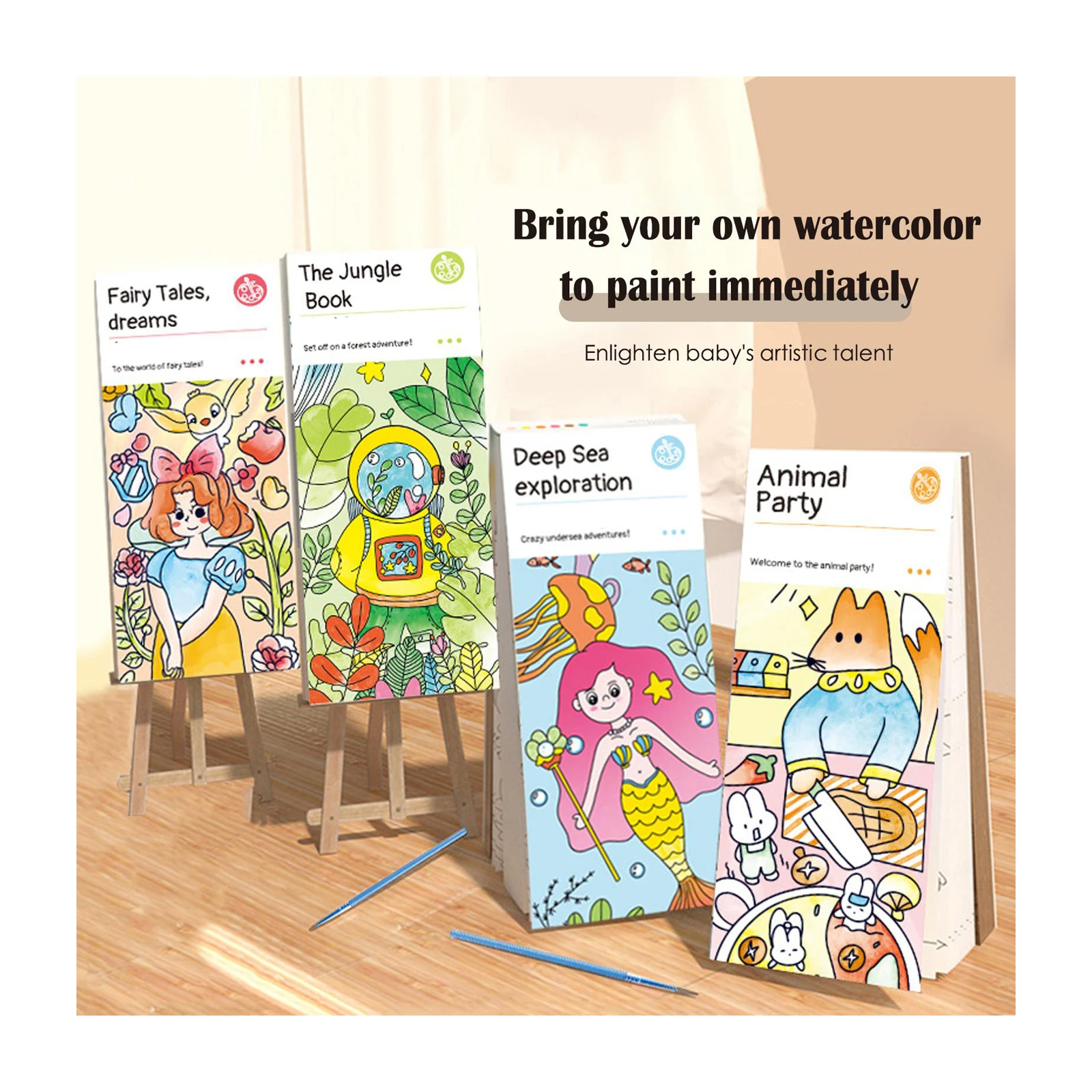 2023 Hot Selling Pocket Watercolor Painting Book,Enchanted Garden Paint ...