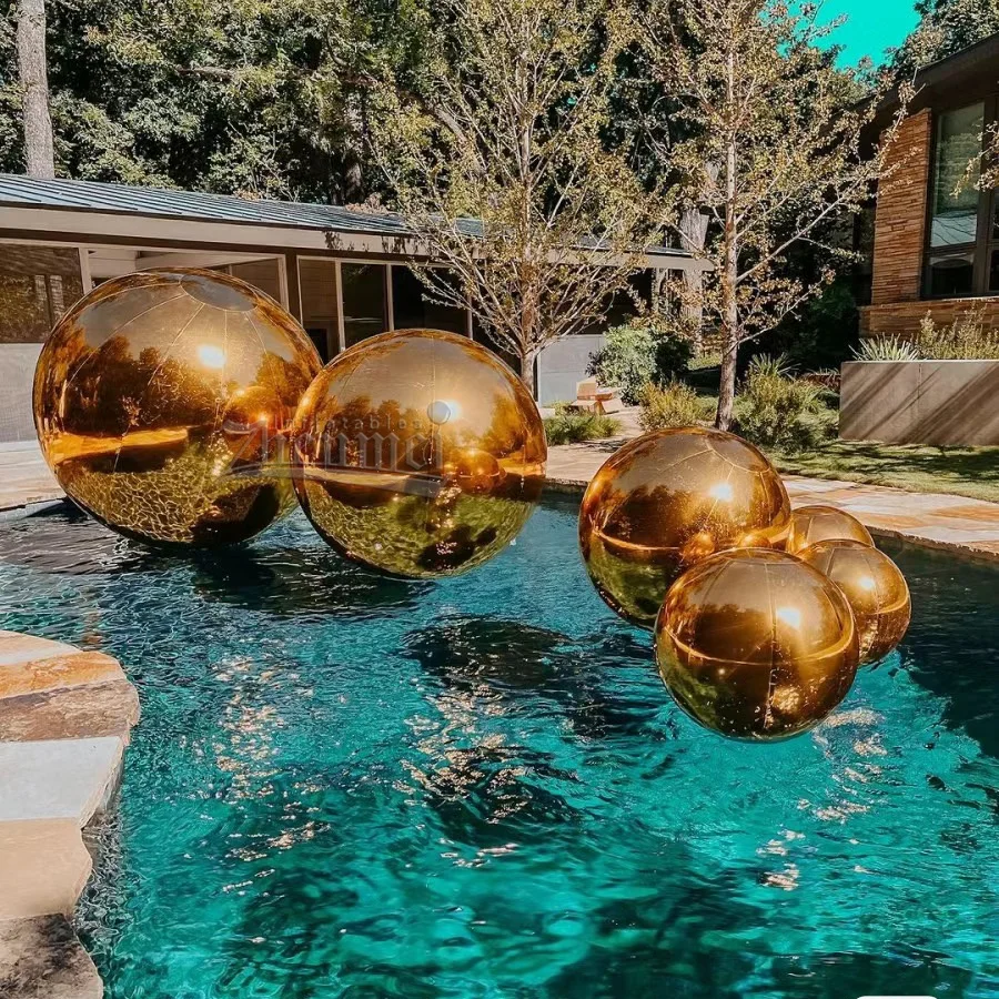 Customized Giant Gold Floating PVC Mirror Ball for Advertising ...