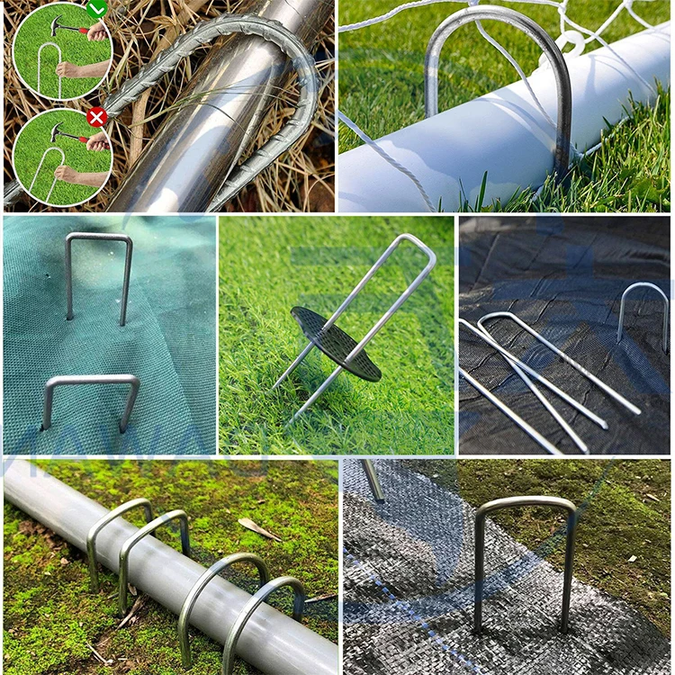 U Shaped Galvanized Garden Edging Pegs Landscape Staples Stakes Pins ...