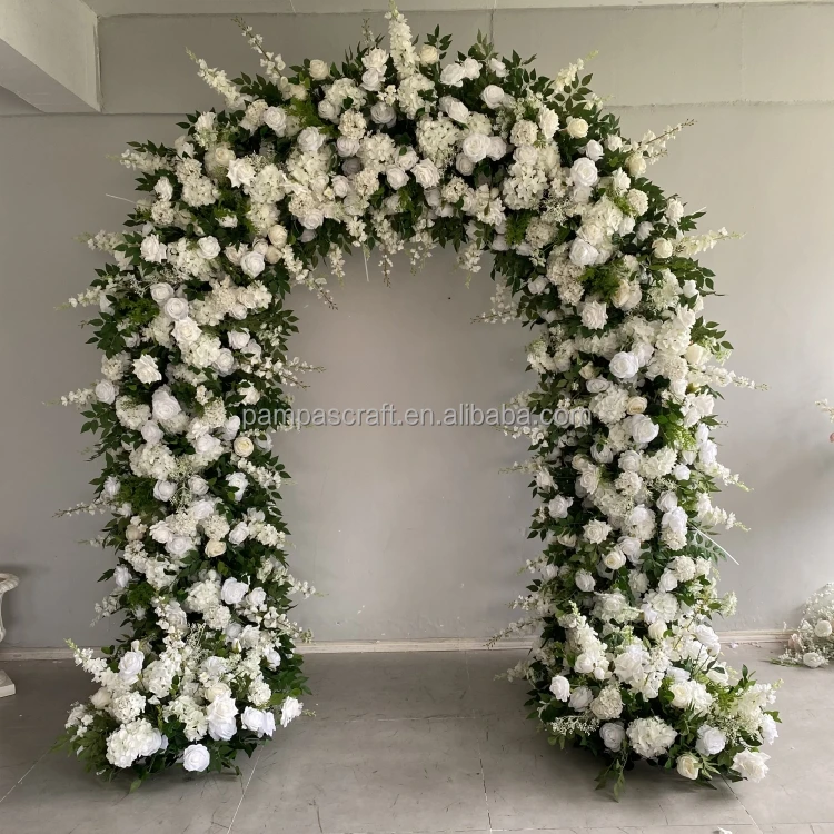 New Design Wedding Flower Arch 8ft White with Greenery Flower Arch Silk ...