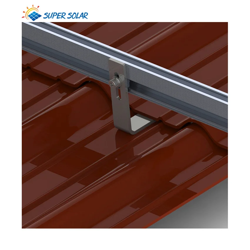 Flat Roof System Tile Bracket Steel Rail Mounting For Panel Solar Rack ...