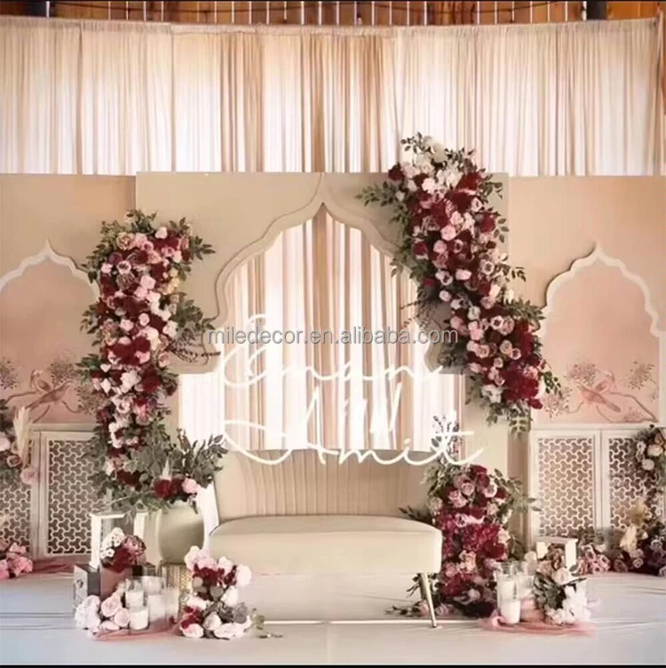 Elegant Wedding Backdrop Stage Decorations LED Acrylic PVC Arch